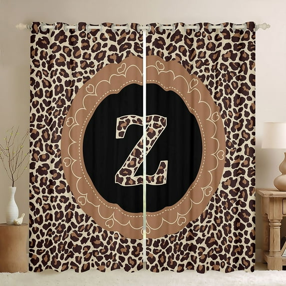 Feelyou Initial Z Blackout Curtains Set of 2 (52x84 Each), Leopard ...
