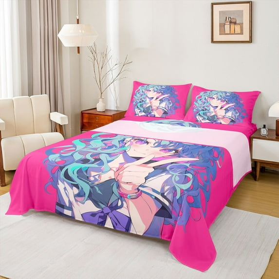 Feelyou Japanese Anime Girl Full Size Sheets, Cute Princess Style Bed ...