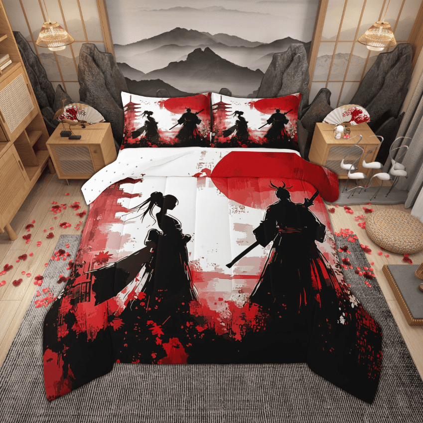 Feelyou Japanese Geisha Saimurai Queen Comforter Set, Traditional Anime ...