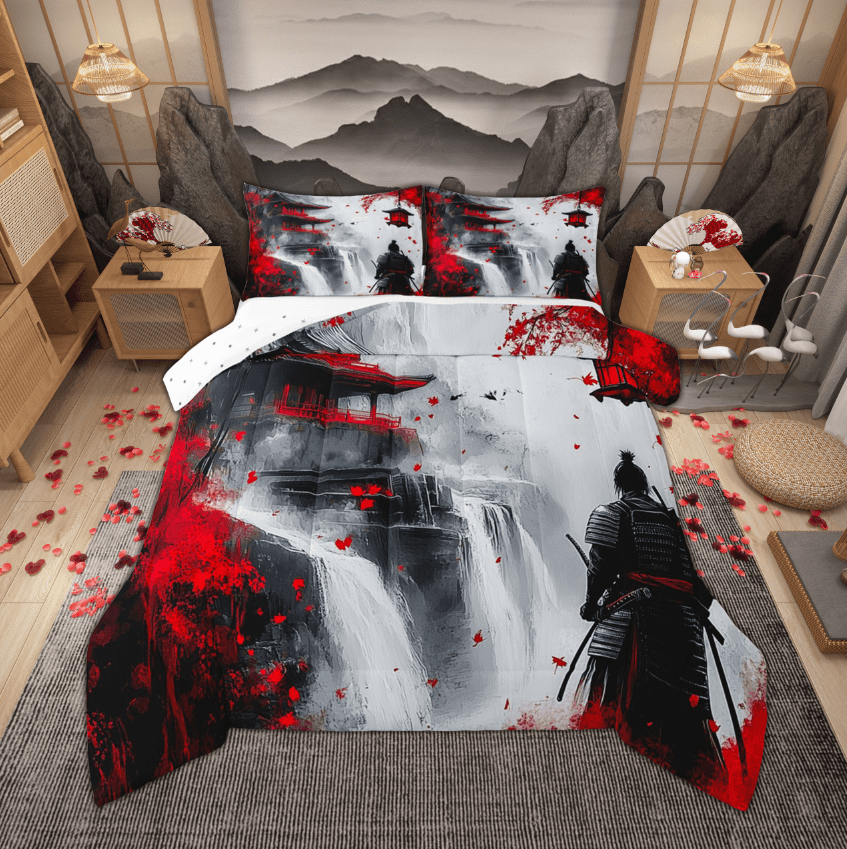 Feelyou Japanese Samurai Bedding Comforter Set, Traditional Oriental ...