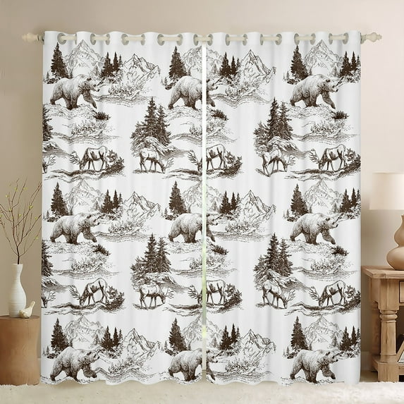 Feelyou Jungle Bear Deer Curtains Pack of 2 (42x84 Each) for Kids ...