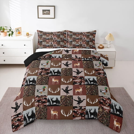 Feelyou Jungle Deer Queen Comforter Set, Rustic Duck Bedding Comforter ...