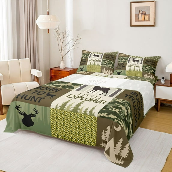 Feelyou Jungle Explorer Child Twin Sheet Sets, Olive Camouflage Twin ...