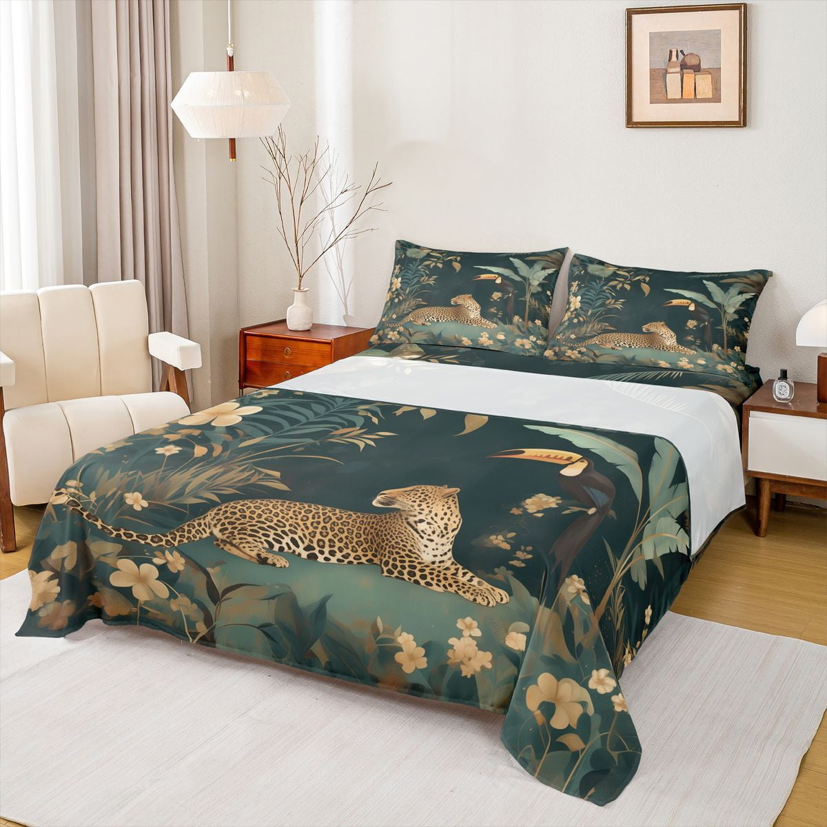 Feelyou Jungle Leopard Animal Full Size Sheets, Wildlife Cheetah Lover ...