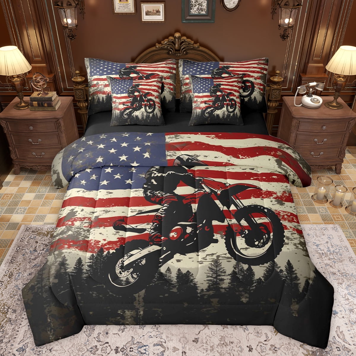Feelyou Jungle Motorcycle Sport Bedding Comforter Set 7pcs for Teen ...