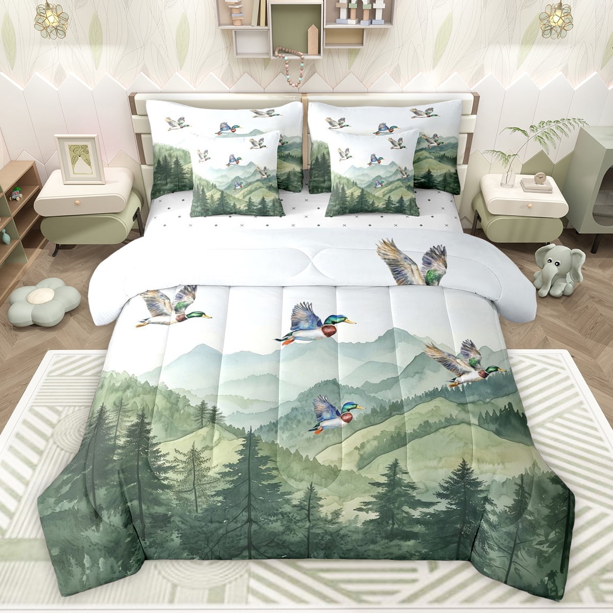 Feelyou Jungle Nature Scenery Bedding Comforter Set 7 Pieces, Cartoon ...