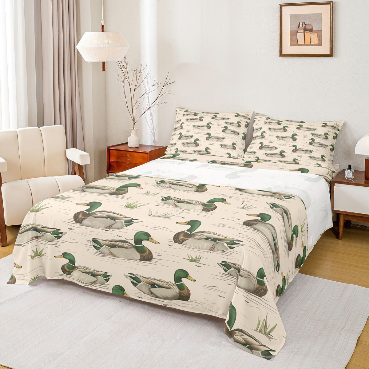 Feelyou Jungle Wildlife Duck Full Size Sheets, Rustic Farmhouse Bed ...