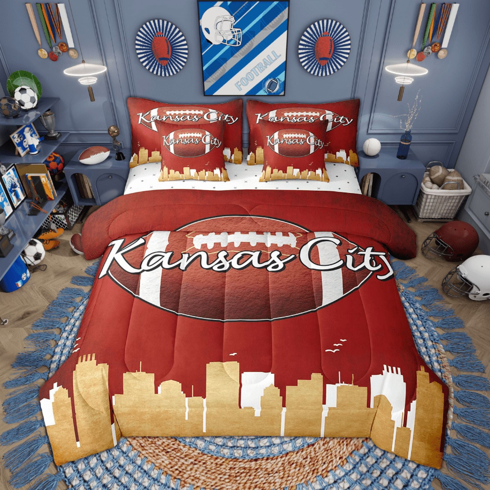 Feelyou Kansas City Silhouette Bedding Comforter Set 7 Pieces, American ...