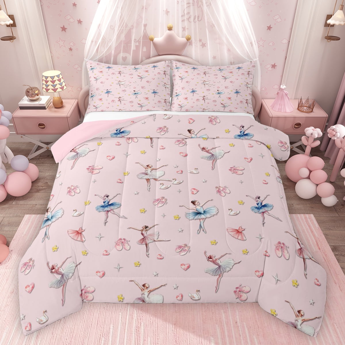 Feelyou Kawaii Ballet Dance Full Size Comforter Sets for Kids, Fairy ...