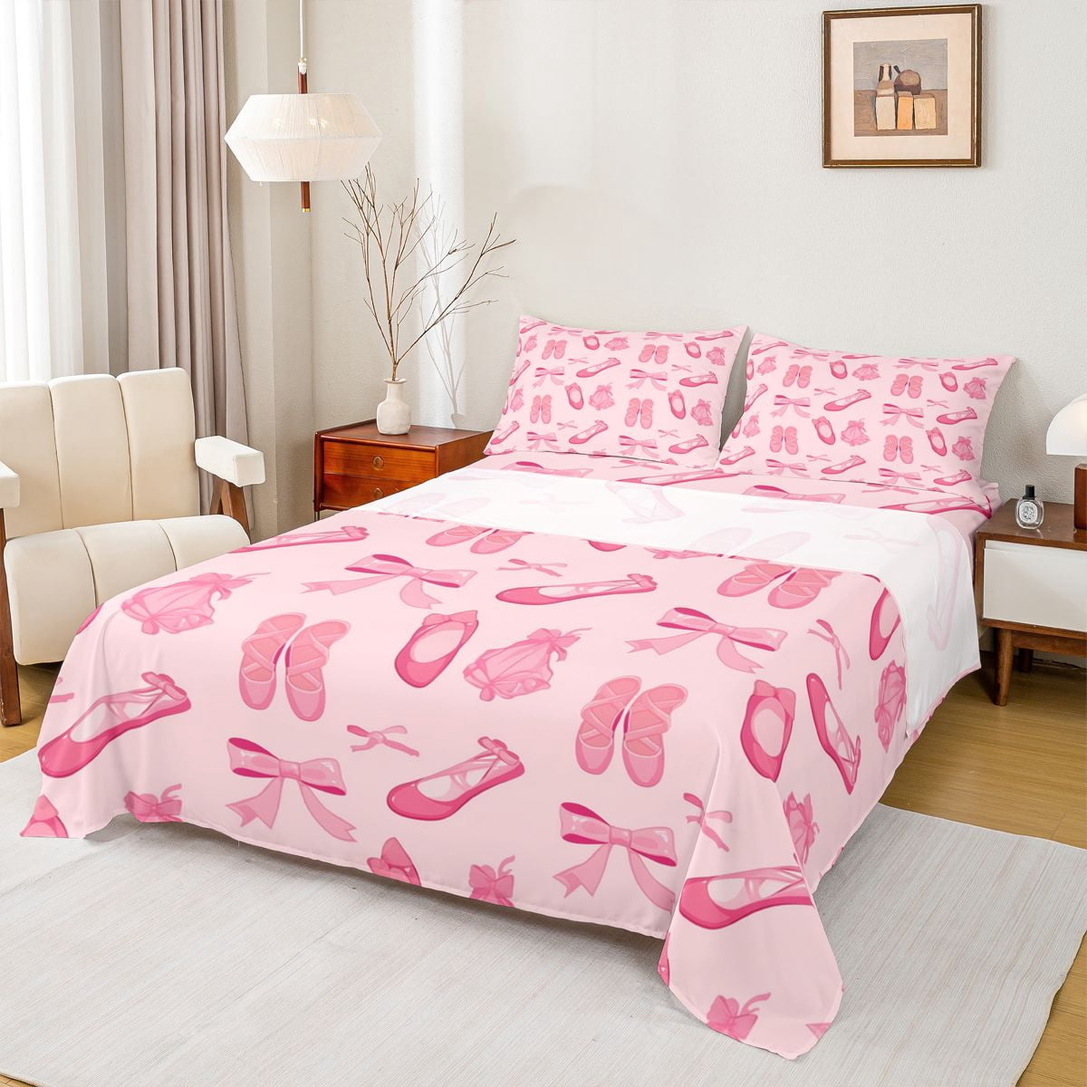 Feelyou Kawaii Ballet Dancer Twin Sheet Sets, Pink Princess Shose Twin ...
