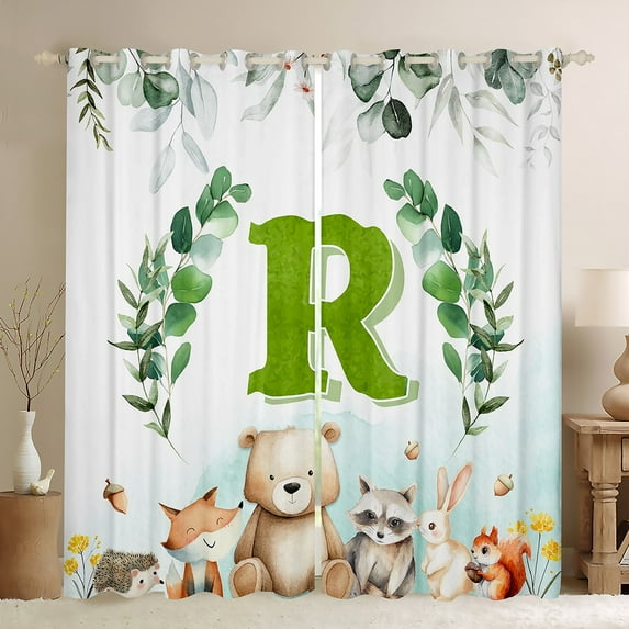 Feelyou Kawaii Bear Rabbit Black Out Curtains, Watercolor Cartoon ...