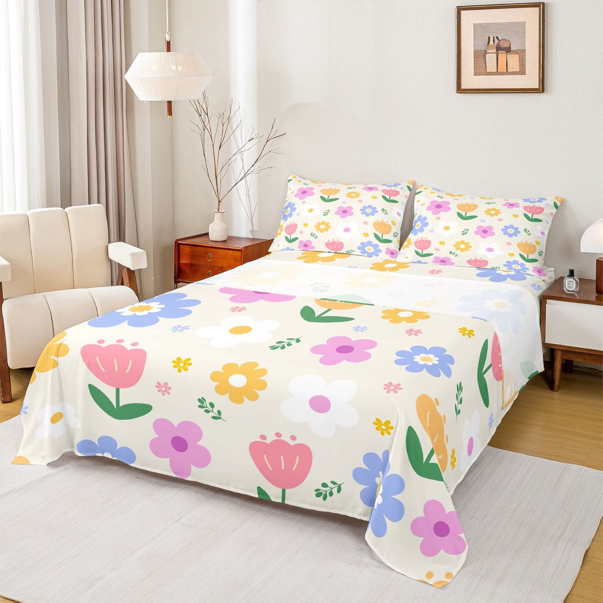 Feelyou Kawaii Blossoms Flower Twin Sheet Sets, Dramy Princess Style ...