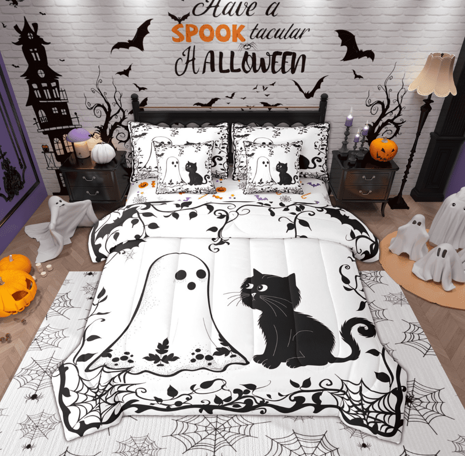 Feelyou Kawaii Cartoon Ghost Bedding Comforter Set 7-Piece for Kid ...
