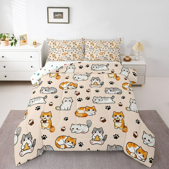 Feelyou Kawaii Cat Animal Full Size Comforter Sets, Teen Kid Boy Girl ...