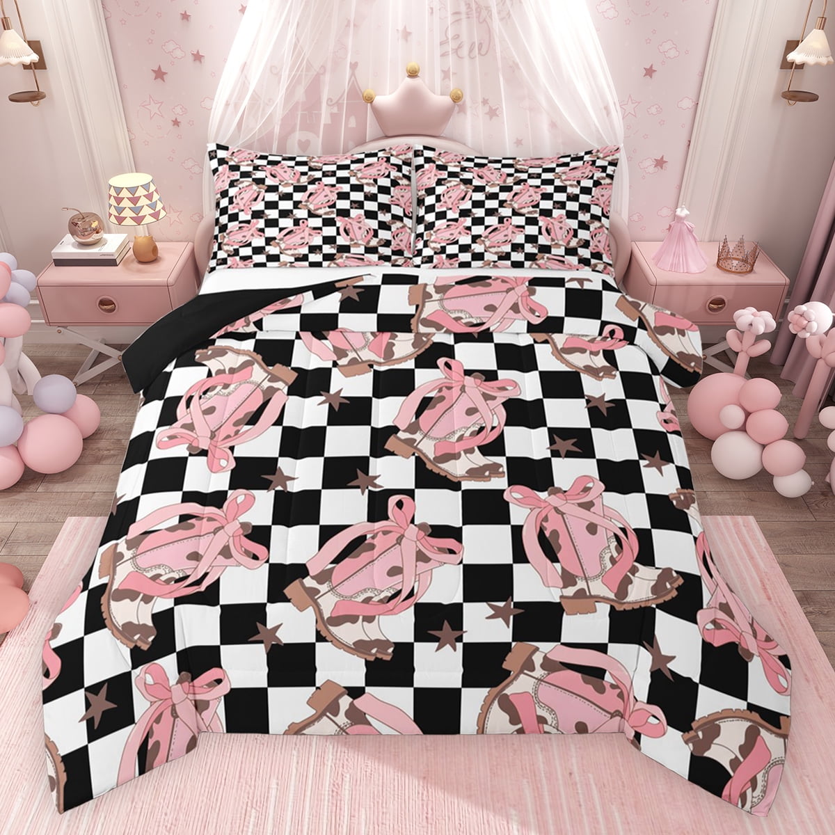 Feelyou Kawaii Cowgirl Boot Queen Comforter Set for Kids, Princess ...