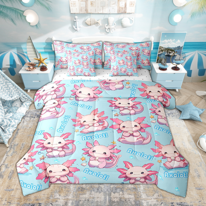 Feelyou Kawaii Cute Axolotl Twin Bedding Sets 7pcs for Girls, Ocean ...