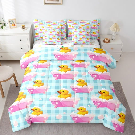 Feelyou Kawaii Duck Animal Bedding Comforter Set 7pcs, Blue Buffalo ...