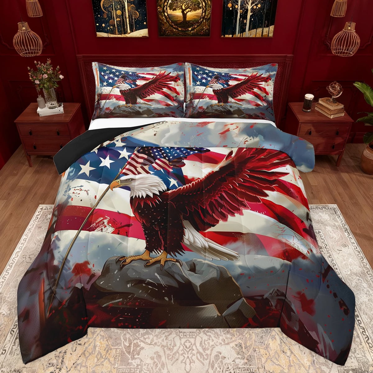 Feelyou Kawaii Eagle Child Bedding Comforter Set, Independence Day Twin ...