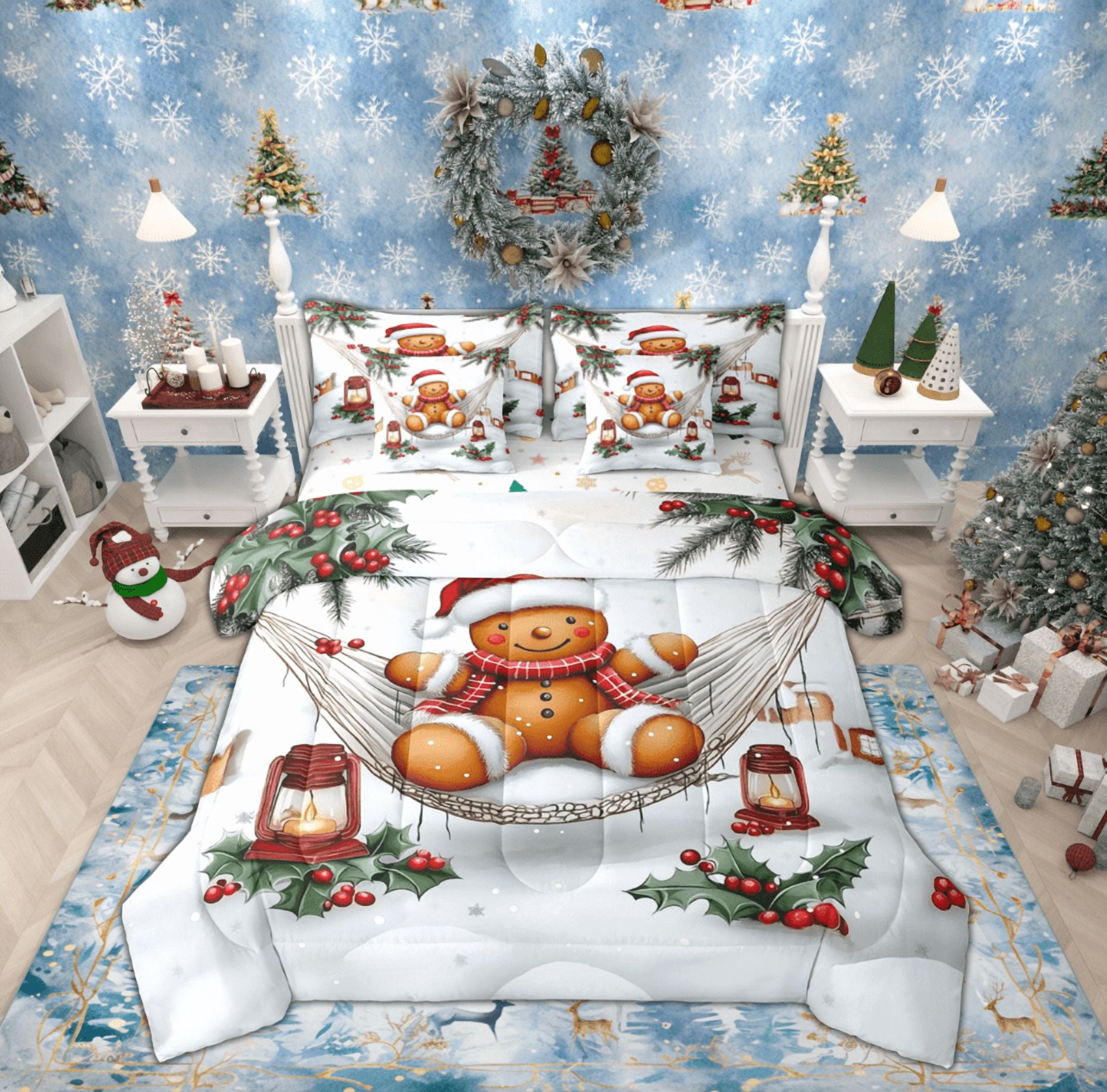 Feelyou Kawaii Gingerbread Man Bedding Comforter Set 7pcs, Christmas ...