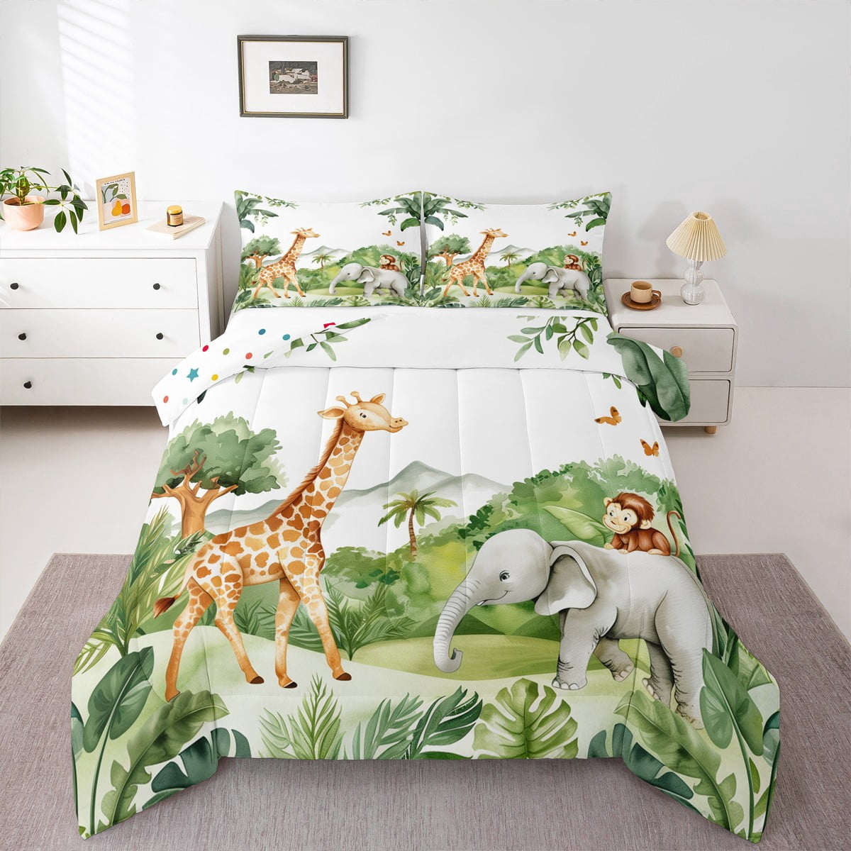 Feelyou Kawaii Giraffe Elephant Full Size Comforter Sets, Jungle ...