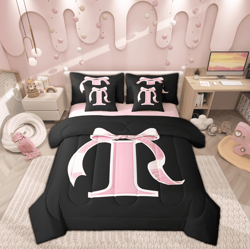 Feelyou Kawaii Initial Letter Bed in a Bag Full size, Monogrammed I Bed ...