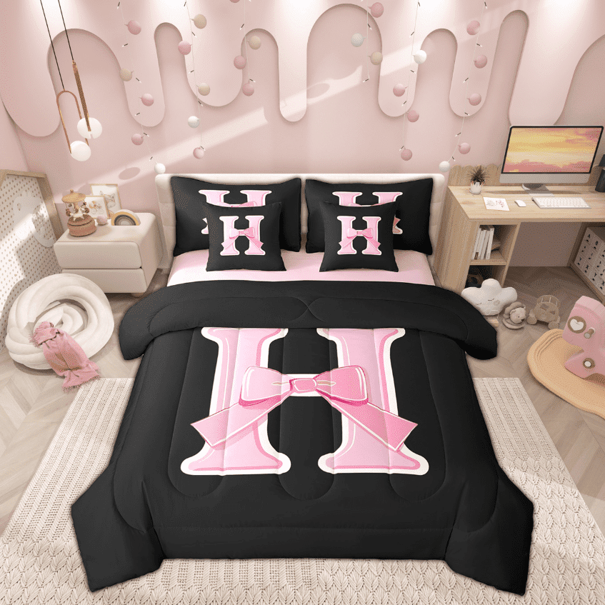 Feelyou Kawaii Initial Letter Bed in a Bag Twin size, Monogrammed H Bed ...