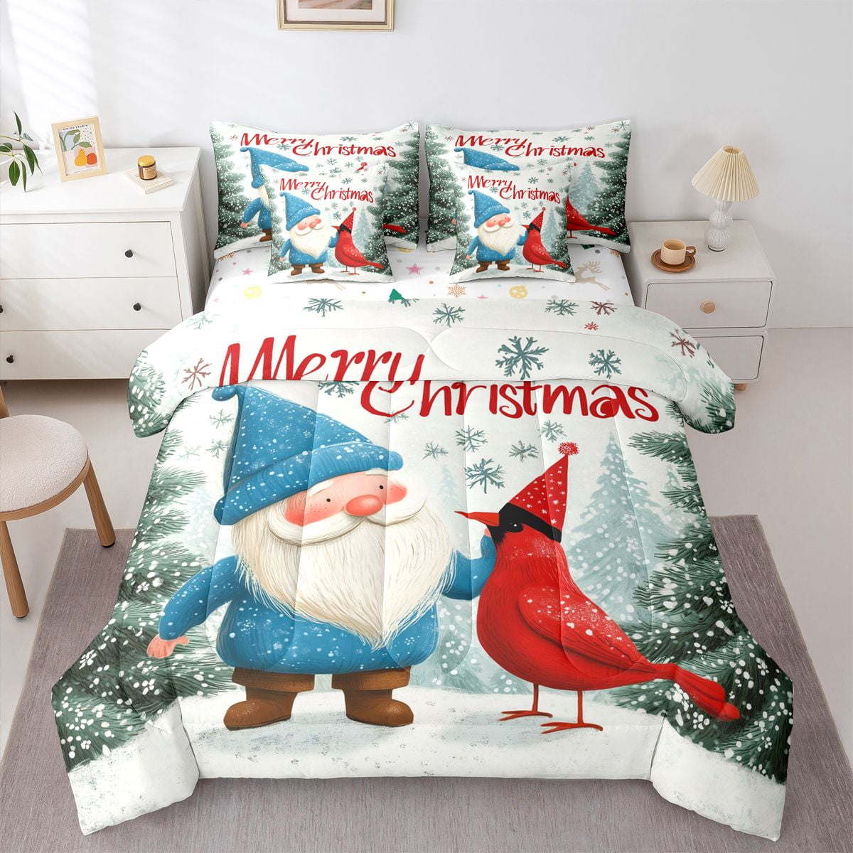 Feelyou Kawaii Jungle Gnome Bedding Comforter Set 7 Pieces for Teen ...