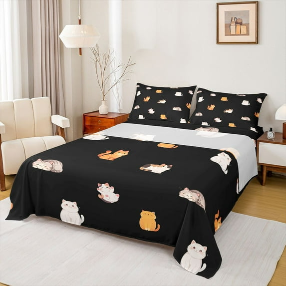 Feelyou Kawaii Kitten Cat Full Size Sheets, Cartoon Animal Bed Sheets ...