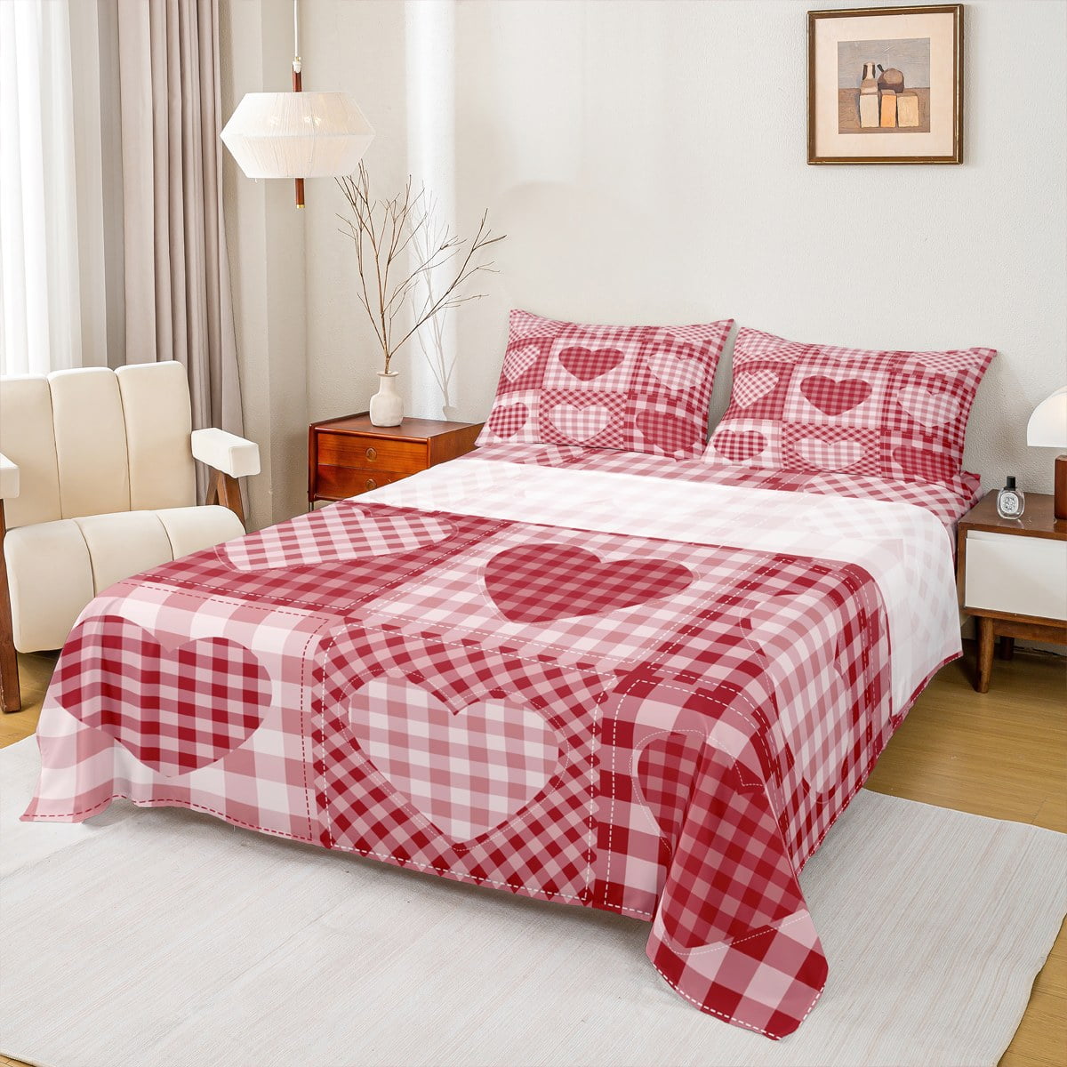 Feelyou Kawaii Love Heart Bed Sheets for Child, Romantic Cartoon King ...