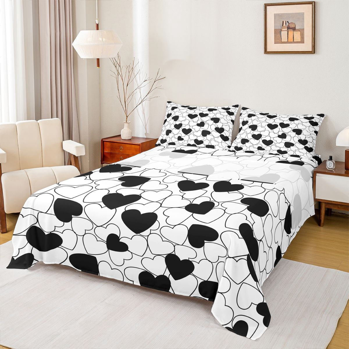 Feelyou Kawaii Love Heart Bed Sheets for Kids, Romantic Valentines Day ...