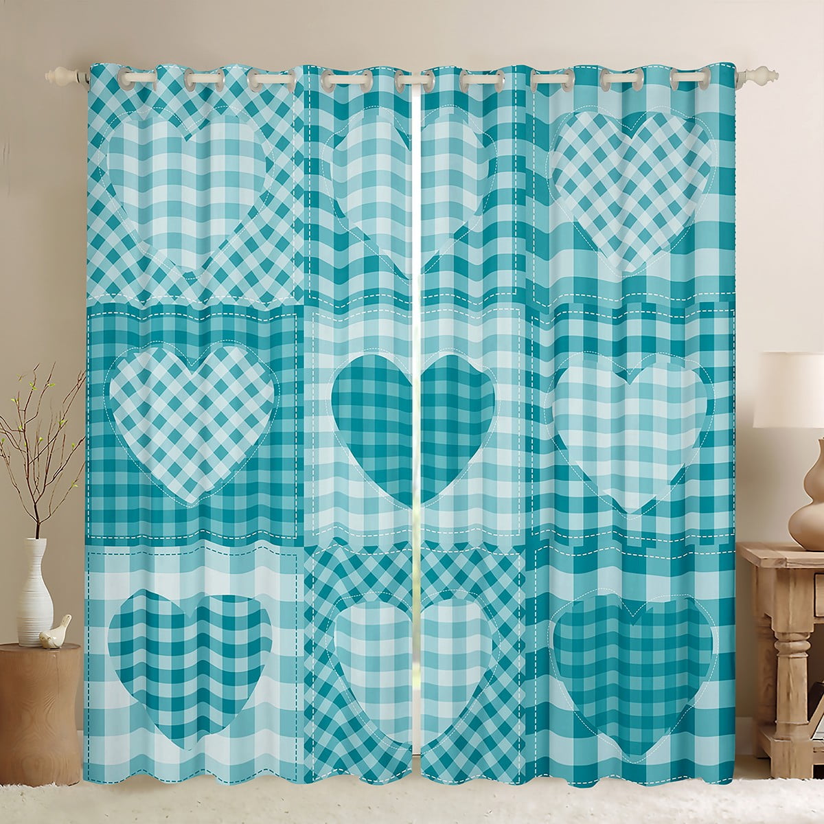Feelyou Kawaii Love Heart Blackout Curtains Set of 2 (52x84 Each) for ...