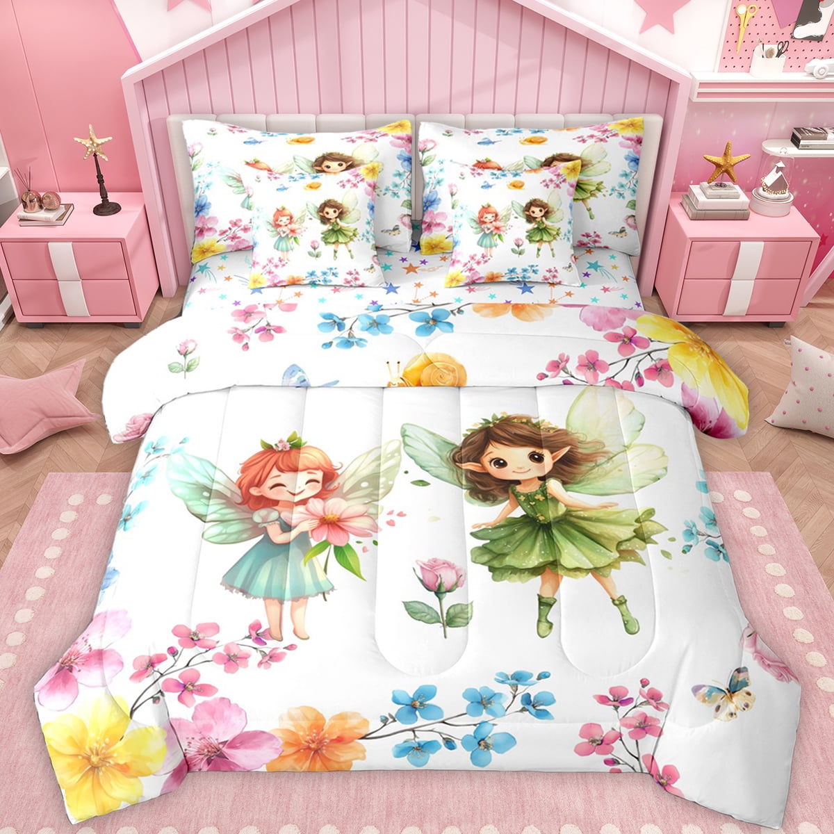 Feelyou Kawaii Magic Elf Bedding Comforter Set 7pcs for Kids, Cartoon ...