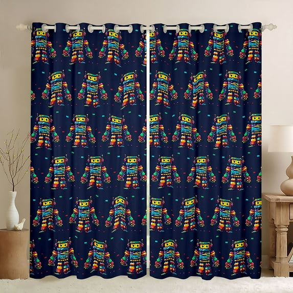 Feelyou Kawaii Navy Robot Black Out Curtains, Boys Girls Curtains Pack ...