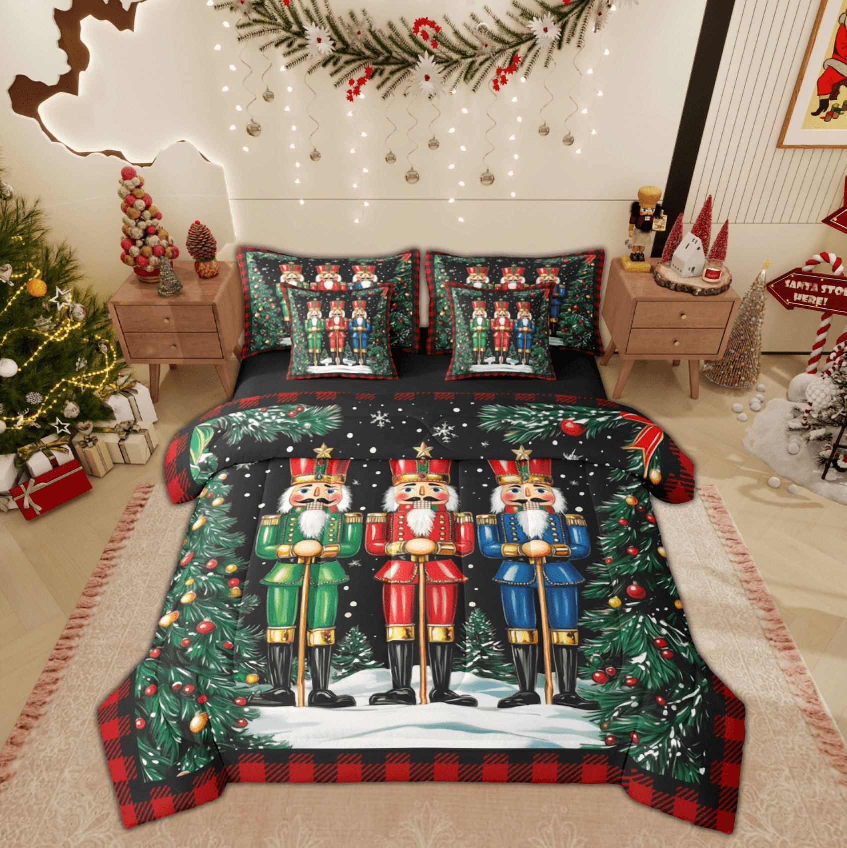 Feelyou Kawaii Nutcracker Twin Bedding Sets 7-Piece, Christmas Festival ...