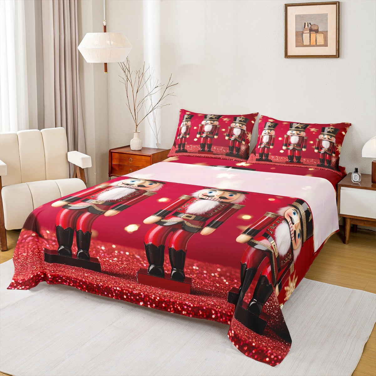 Feelyou Kawaii Nutcracker Twin Sheet Sets, Christmas Festival Twin ...