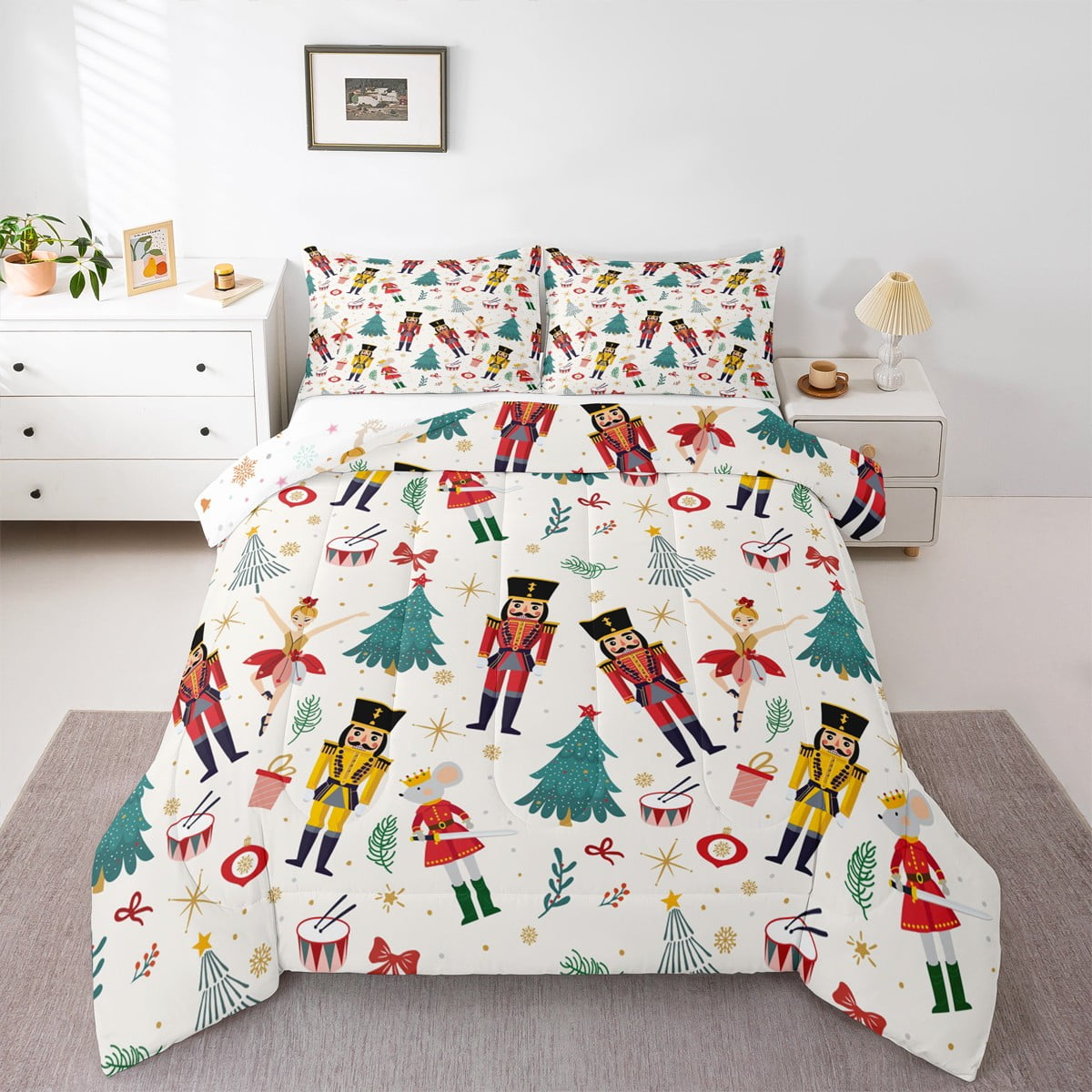 Feelyou Kawaii Pink Nutcracker Bedding Comforter Set, Christmas ...