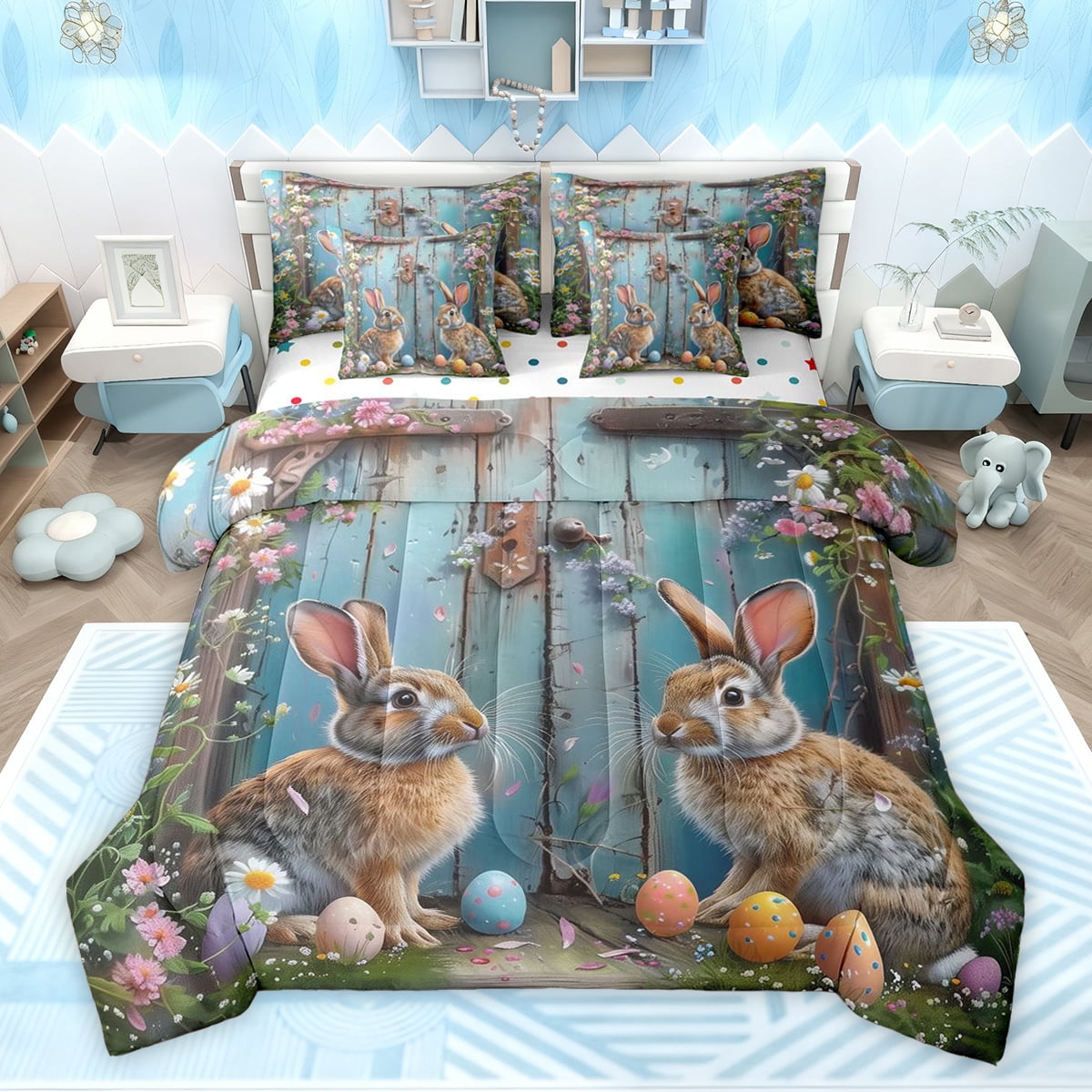 Feelyou Kawaii Rabbit Animal Bedding Comforter Set 7pcs for Child ...
