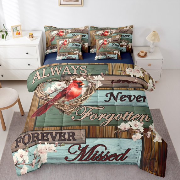 Feelyou Kawaii Rustic Bird Bedding Comforter Set 7pcs, Western Wooden ...