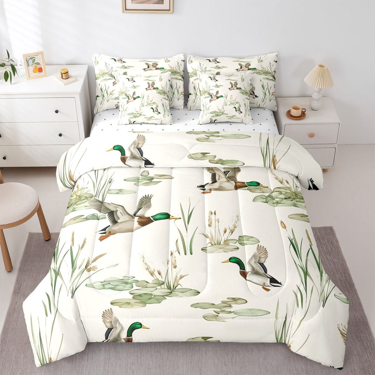 Feelyou Kid Jungle Duck Bedding Comforter Set 7pcs, Lotus Leaf ...