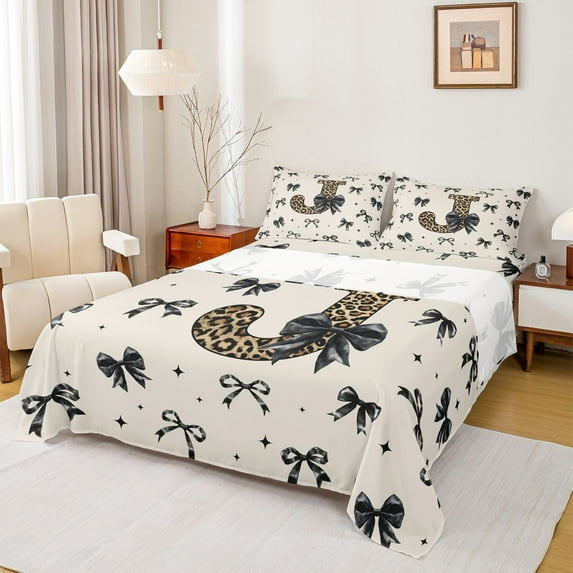 Feelyou Kid Princess Ribbon Bed Sheets, Fashion Monogrammed J King ...