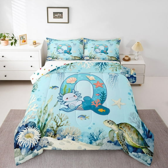 Feelyou Kids Cartoon Axolotl Full Size Comforter Sets, Cartoon Letter Q ...