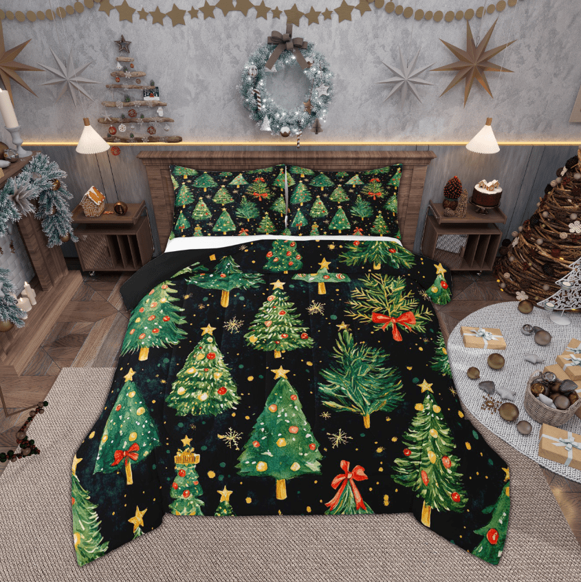 Feelyou Kids Christmas Full Size Comforter Sets, Cartoon Dots Xmas Tree ...