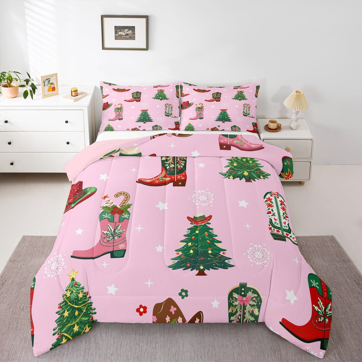 Feelyou Kids Christmas Tree Full Size Comforter Sets, Western Cowgirl ...