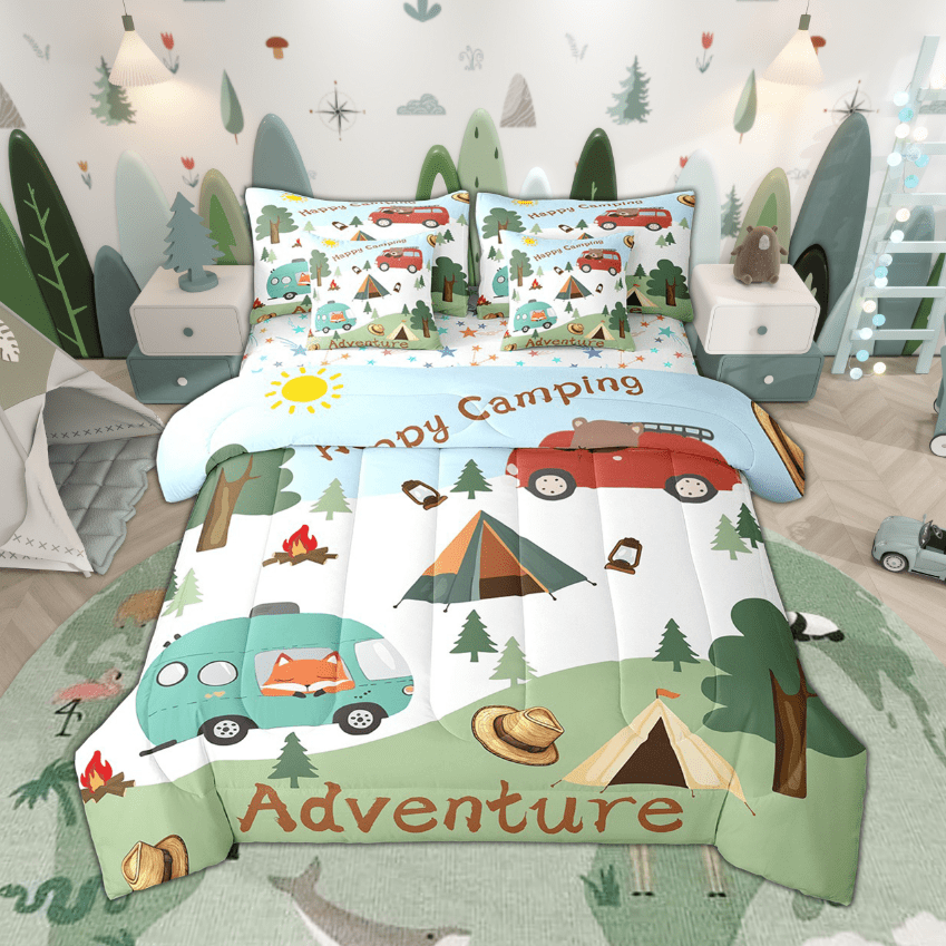 Feelyou Kids Happy Camping Adventure Bedding Comforter Set 7pcs ...