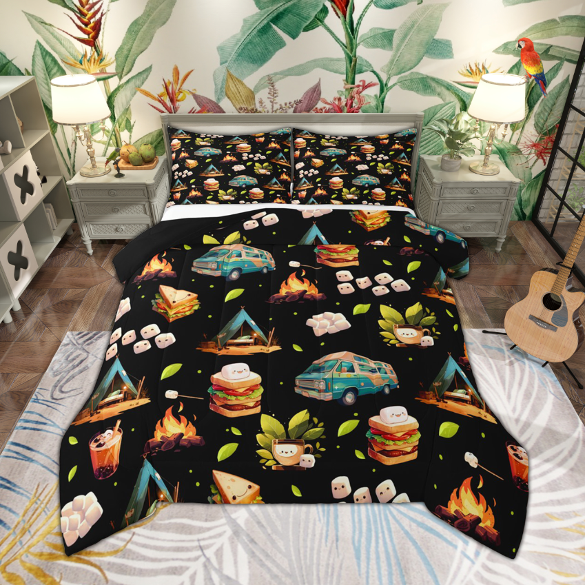 Feelyou Kids Happy Camping Bedding Comforter Set, Cartoon RV Camper Twin Comforter Sets ...