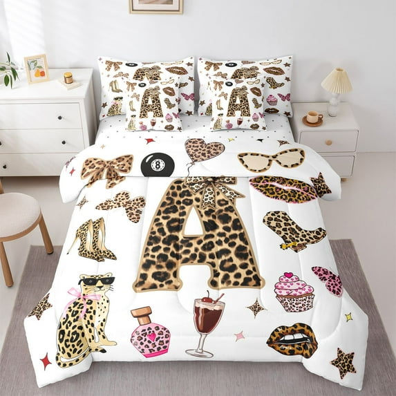 Feelyou Kids Initial A Bedding Comforter Set 7pcs, Fashion Leopard ...