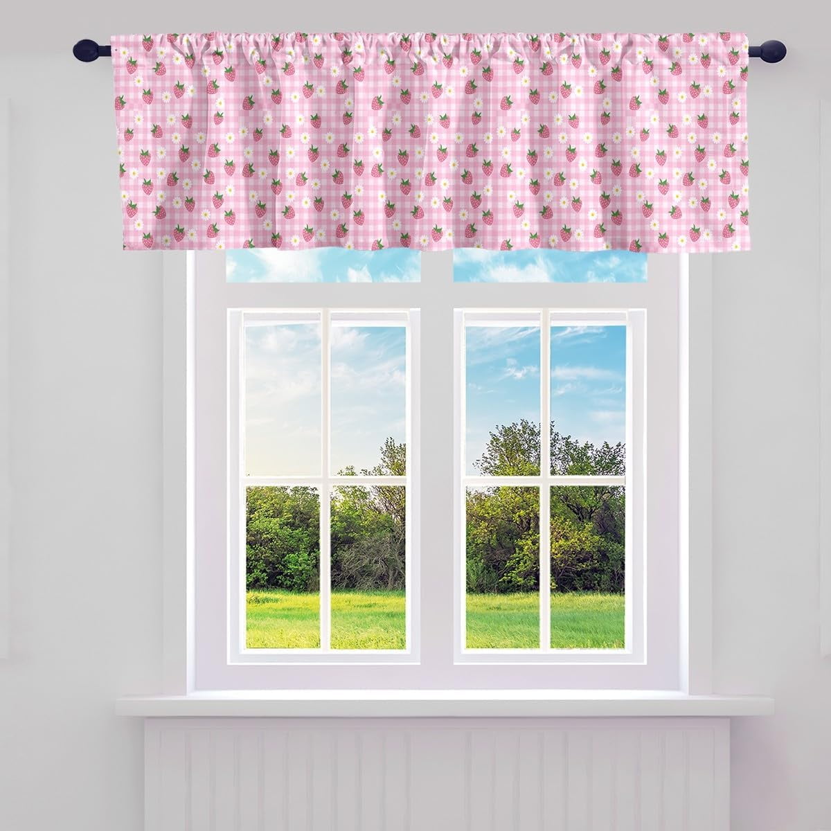 Feelyou Kids Strawberry Valance Curtains for Living Room Bedroom 52"x18 ...