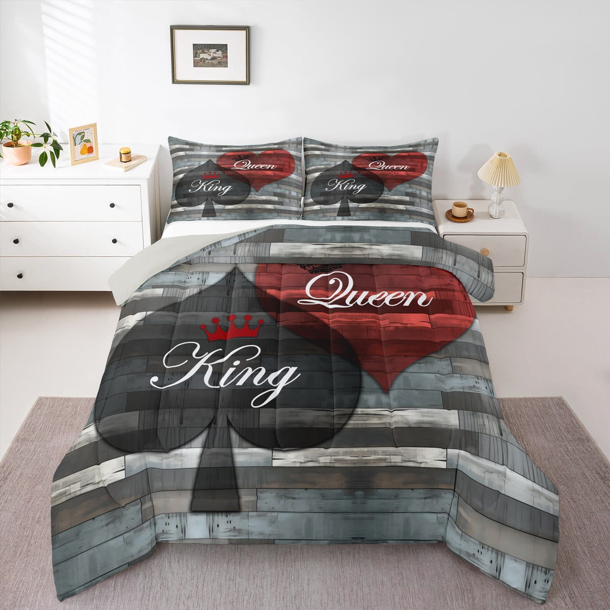 Feelyou King and Queen Queen Comforter Set for Couple, Western Rustic ...