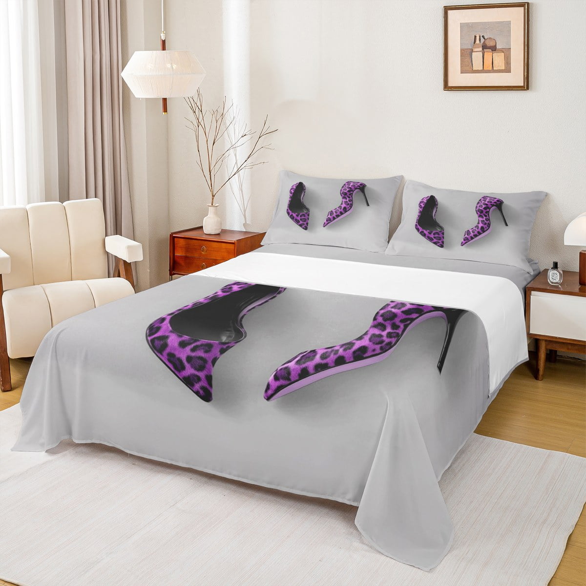 Feelyou Lady High Heel Queen Sheet Sets for Girl, Fashion Cheetah ...