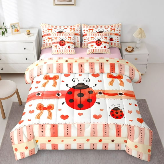 Feelyou Ladybug Animal Twin Bedding Sets 7pcs, Bowknot Love Heart ...